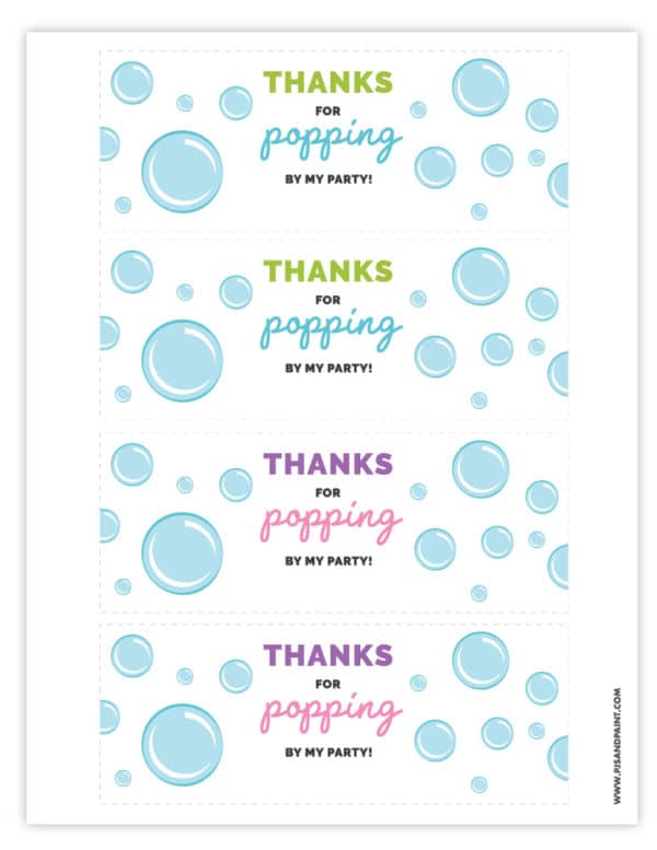 Bubble Party Favors | Free Printable Bubble Labels
