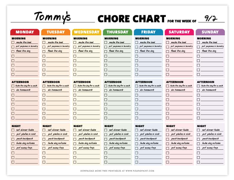 Free Printable Chore Pictures