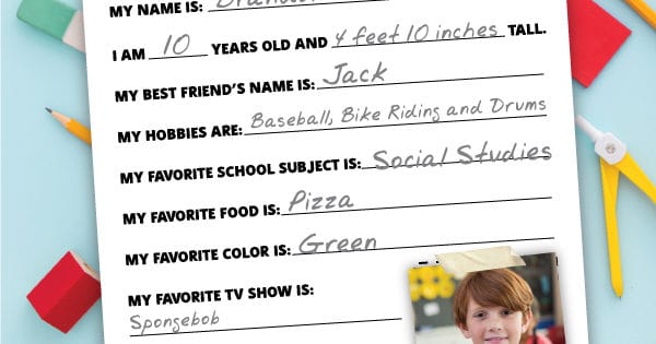 All About Me Back To School Printable | Free Download