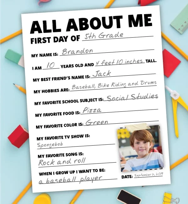 all about me free printable Archives - Pjs and Paint