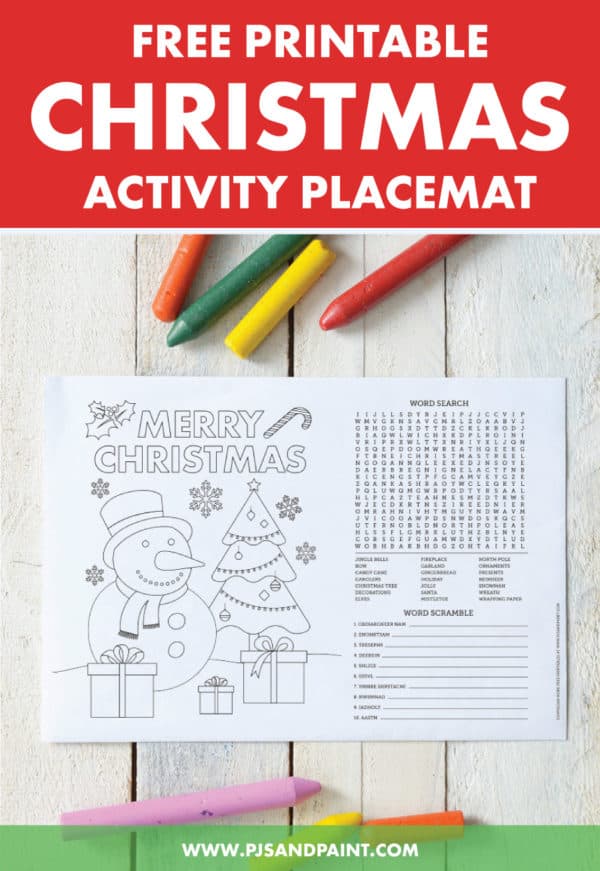 Christmas Placemat for Kids | Free Printable Activity and Coloring Page