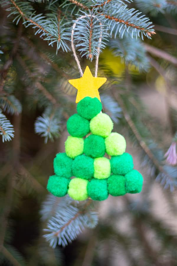 Pom Pom Christmas Tree Ornament - Easy Christmas Crafts for Kids