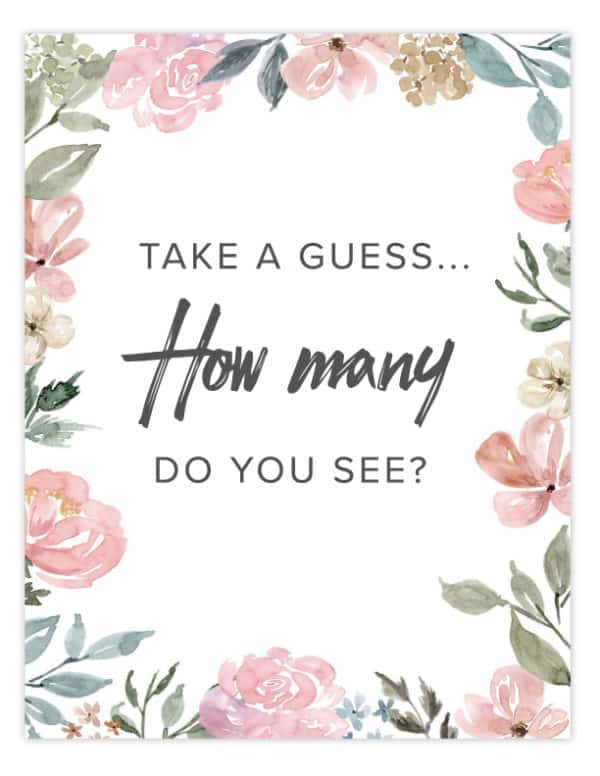 Floral Baby Shower Guessing Games - Free Printables - Pjs and Paint