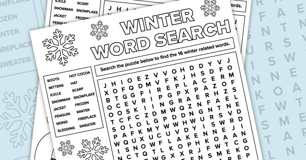Free Printable Winter Word Search and Word Scramble