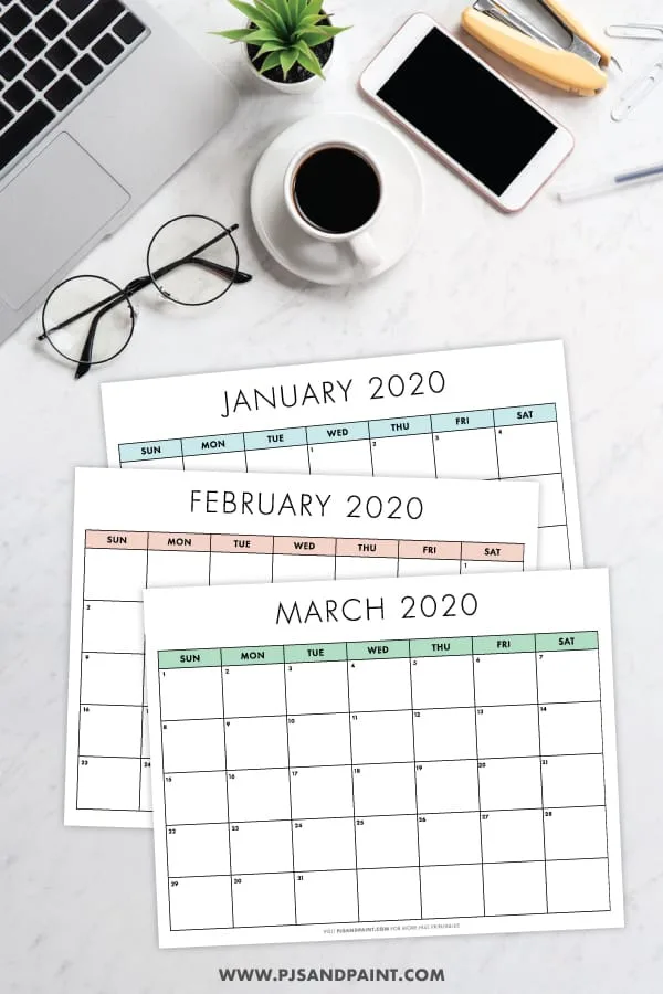 free printable 2020 calendar Archives - Pjs and Paint