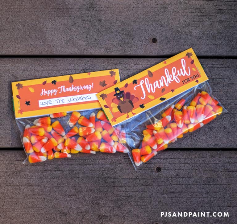 Thanksgiving Treat Bag Topers - Free Printable - Pjs and Paint