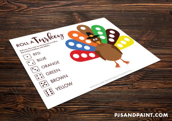 Roll a Turkey - Free Printable Thanksgiving Game - Pjs and Paint