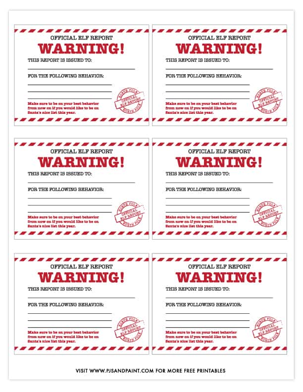 Elf Warning Letter Free Printable