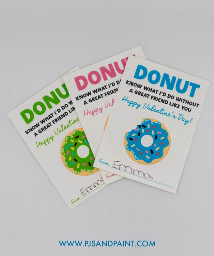 Donut Valentines – Free Printable Valentines for Kids - Pjs and Paint