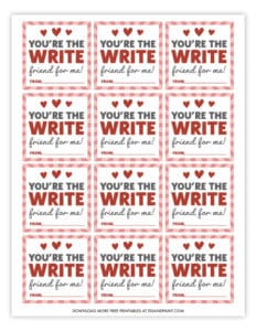 Free Printable Pencil Topper Valentines - You’re The Write Friend For Me