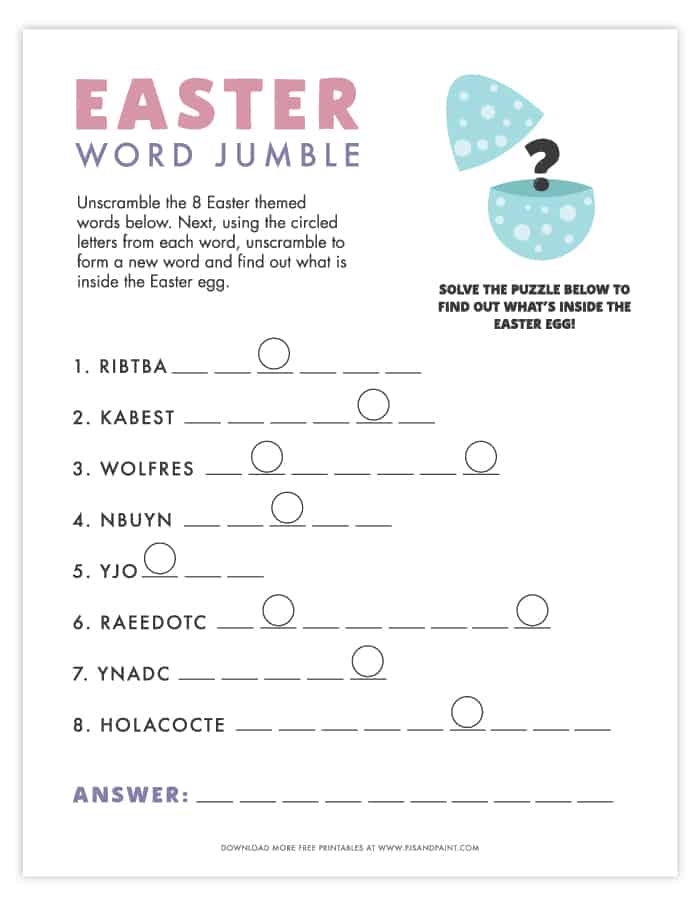 Easter Word Scramble Game Spring Easter Activities For Kids Printable Easter Word Scramble Game Spring Easter Activities For Kids Printable