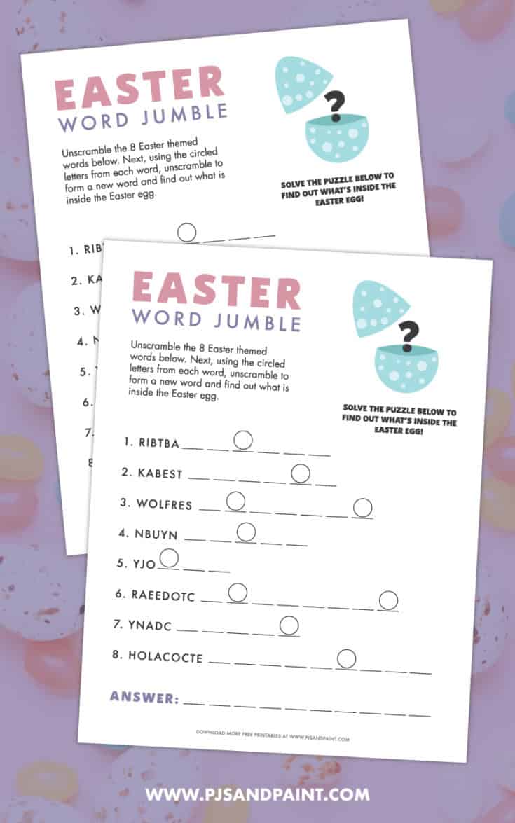 Free Printable Easter Word Jumble - Pjs and Paint