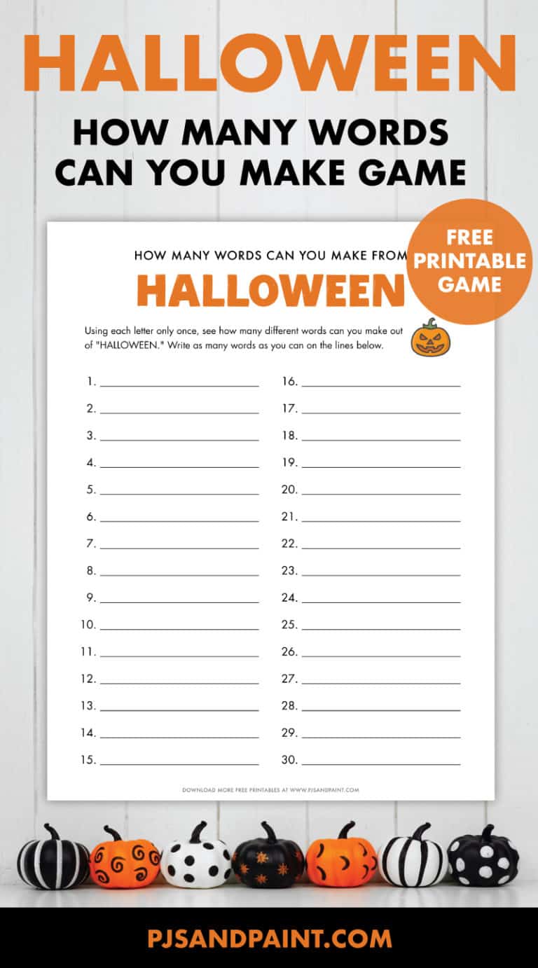 How many words can you make out of Halloween - Free Printable Game