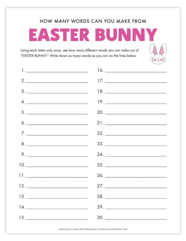 25 Free Printable Easter Games and Activities - Pjs and Paint