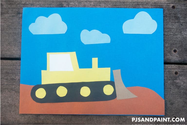 How to make a construction paper bulldozer craft - Pjs and Paint