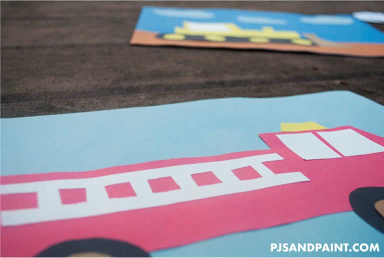How to make a construction paper fire truck craft - Pjs and Paint