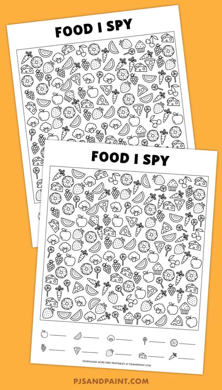 Free Printable I Spy Game - Food Themed I Spy - Pjs and Paint