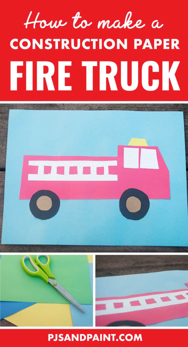 How to make a construction paper fire truck craft - Pjs and Paint