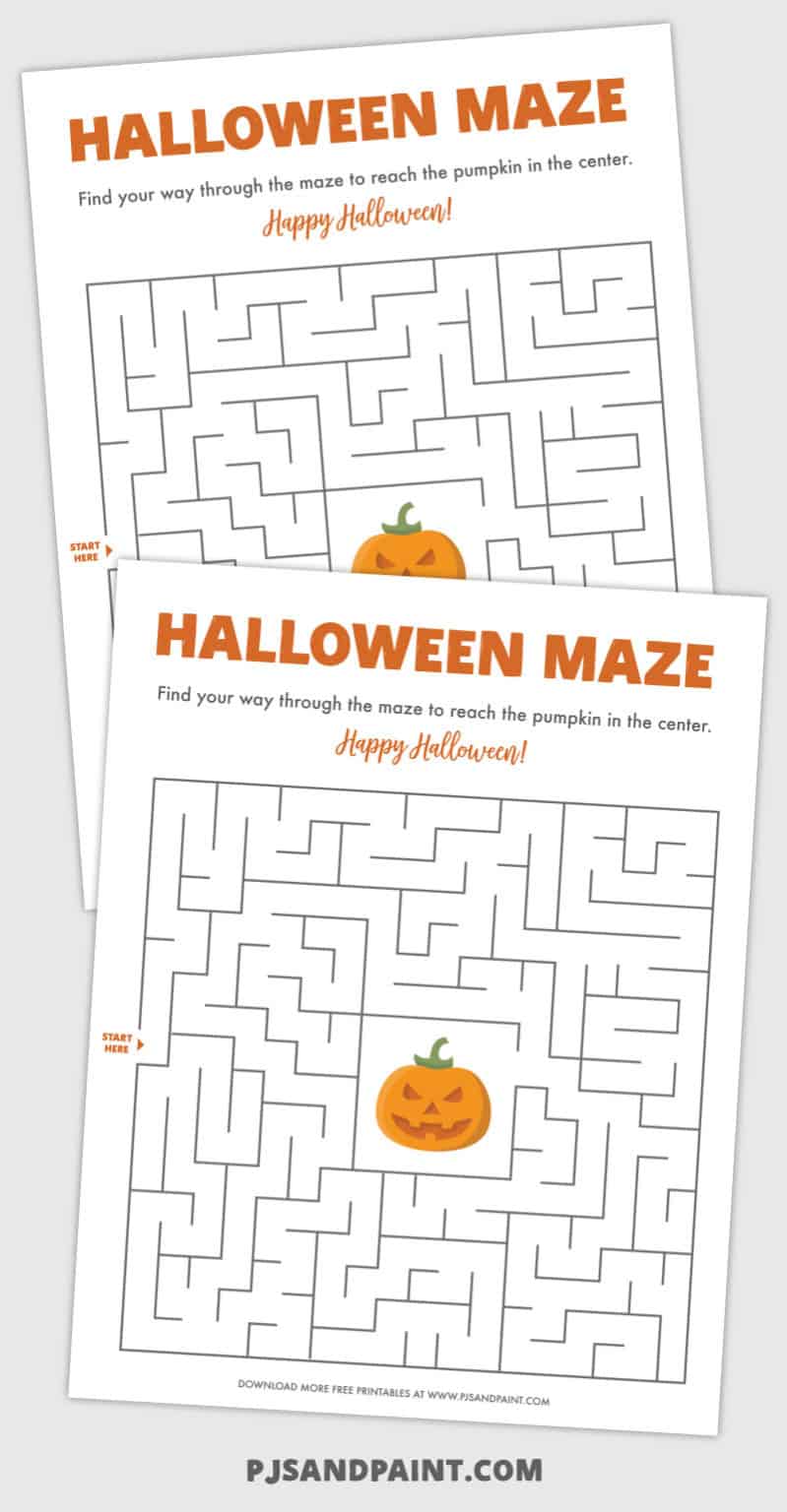 Free Printable Halloween Maze | Worksheets for Kids - Pjs and Paint
