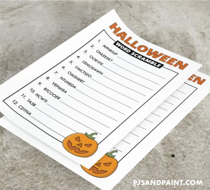 Free Printable Halloween Word Scramble - Pjs and Paint