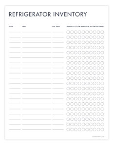 Free Printable Refrigerator Inventory Tracker - Pjs and Paint
