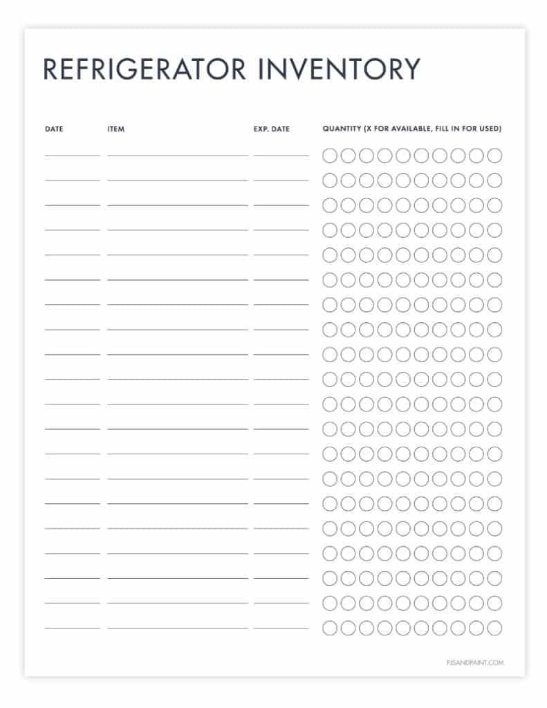 Free Printable Refrigerator Inventory Tracker - Pjs and Paint