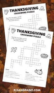 Free Printable Thanksgiving Crossword Puzzle - Pjs and Paint