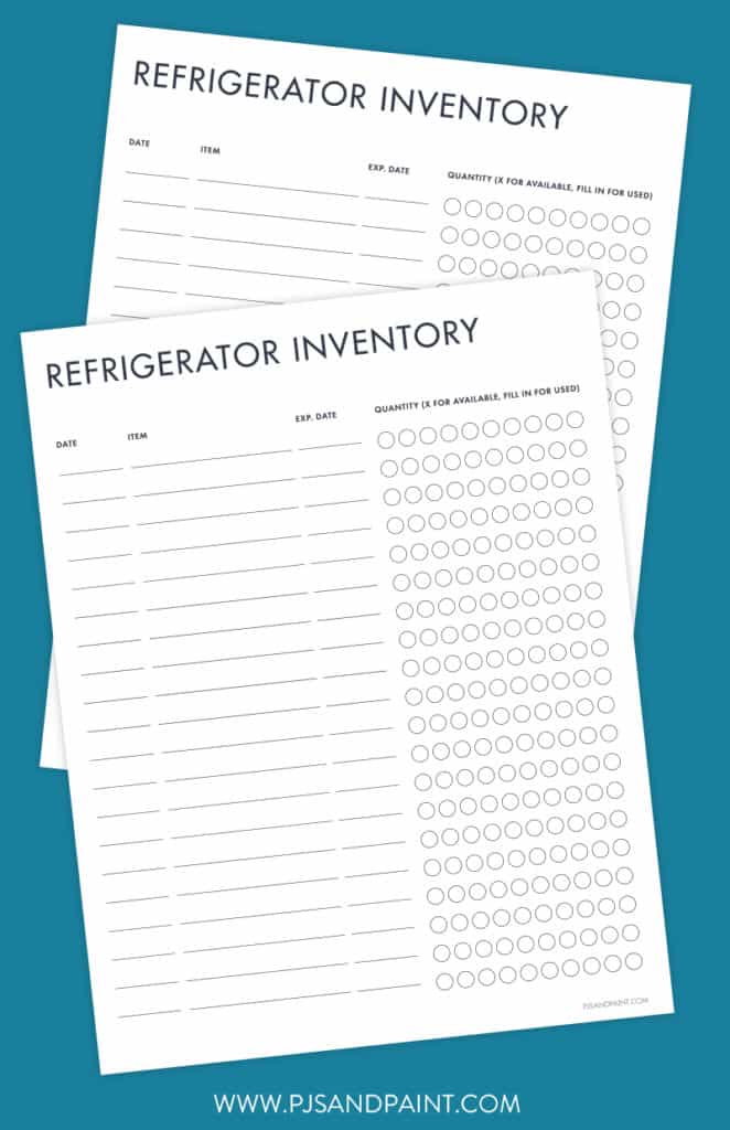 Free Printable Refrigerator Inventory Tracker - Pjs and Paint
