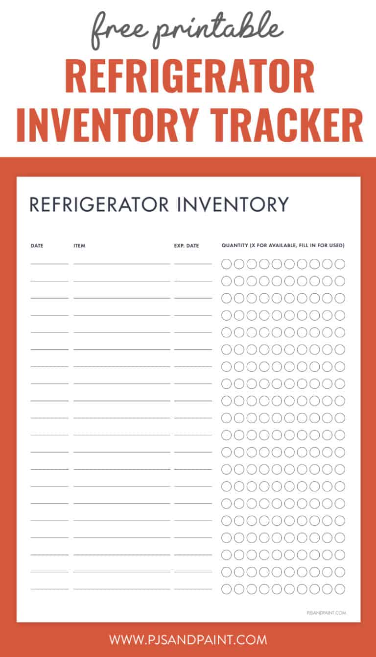 Free Printable Refrigerator Inventory Tracker - Pjs and Paint
