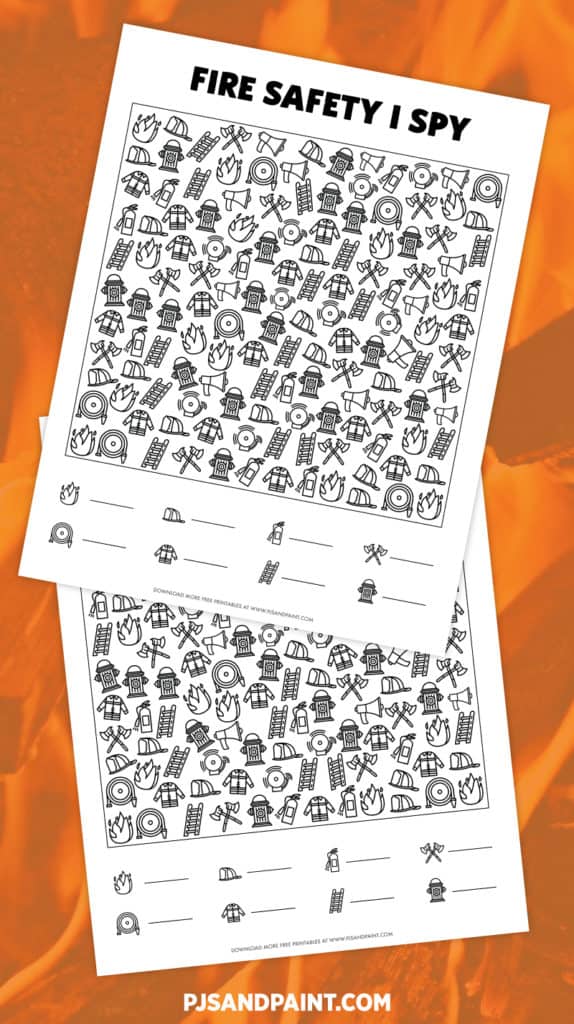 Fire Safety I Spy - Free Printable I Spy Games - Pjs and Paint