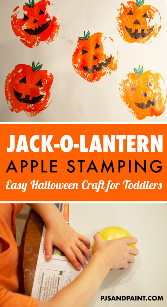 Pumpkin Apple Stamping | Easy Toddler Halloween Craft - Pjs and Paint