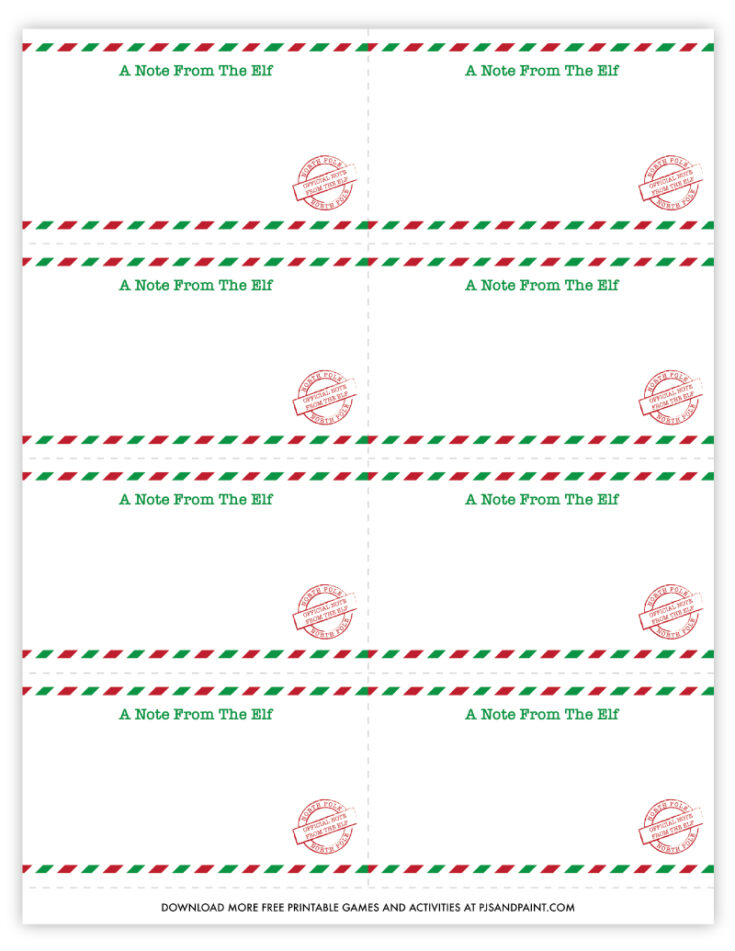 Free Printable Blank Elf on the Shelf Note Cards - Pjs and Paint