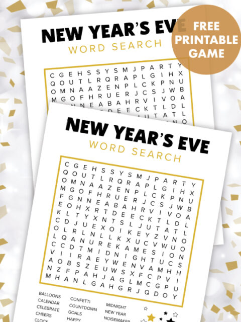 Free Printable New Year's Eve Word Scramble - Pjs and Paint