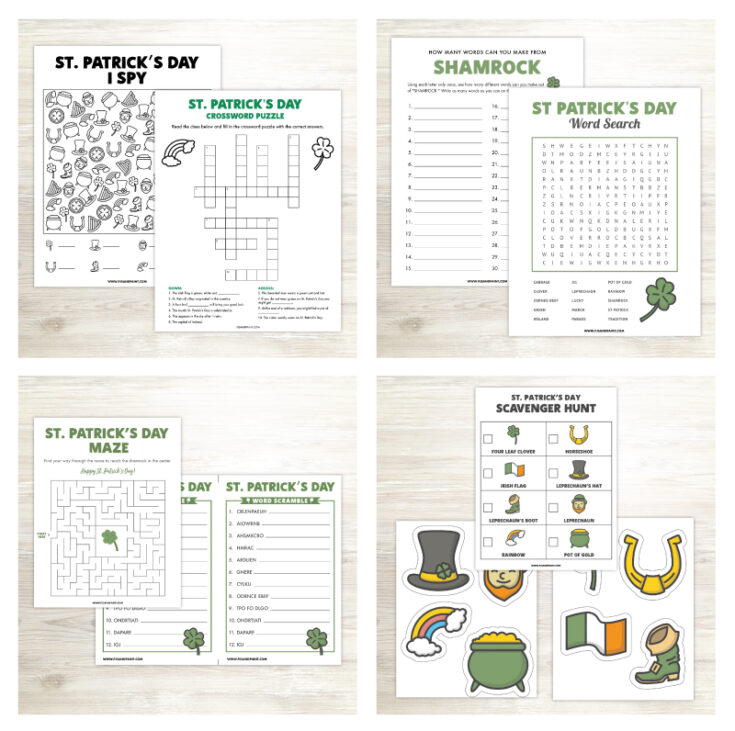 Printable St. Patrick's Day Game Bundle for Kids - Pjs and Paint