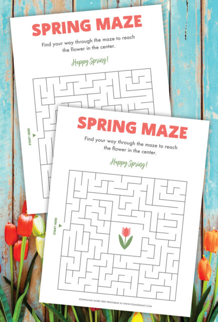 Free Printable Spring Maze for Kids - Pjs and Paint