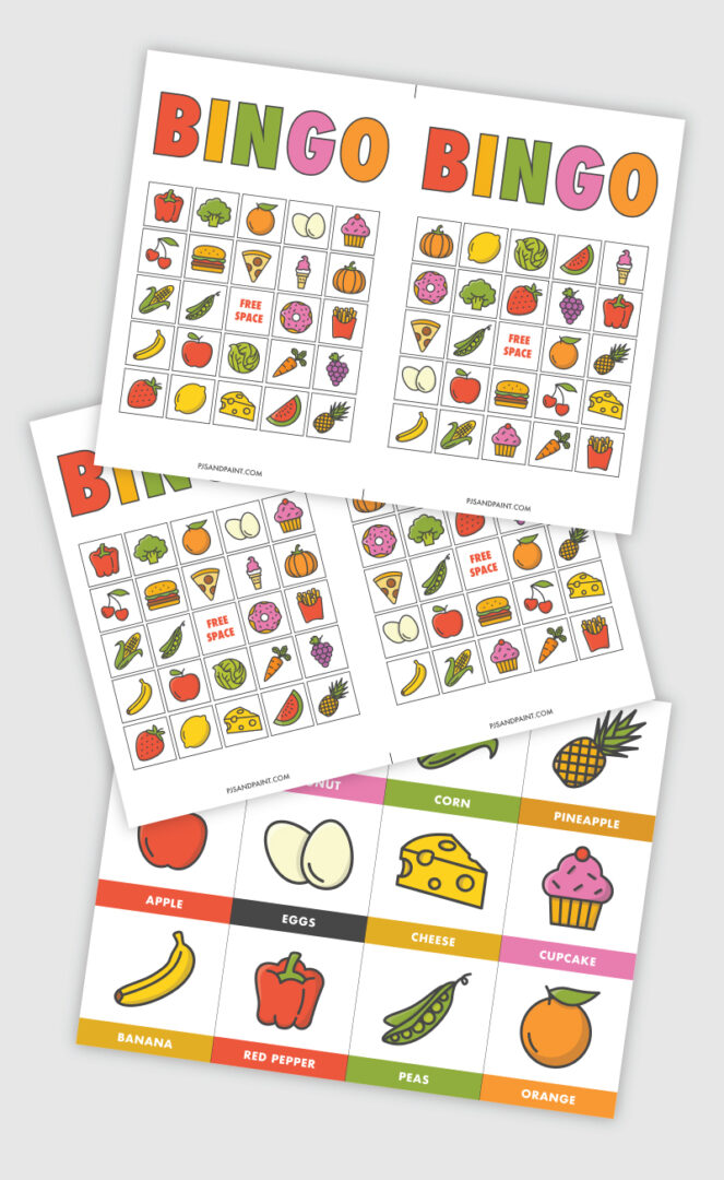 Free Printable Bingo for Kids - Food Themed - Pjs and Paint