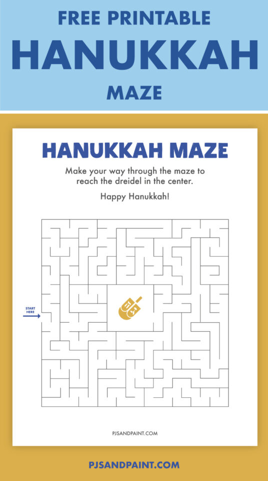 Hanukkah Maze - Free Printable Game - Pjs and Paint