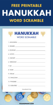 Hanukkah Word Scramble - Free Printable - Pjs and Paint