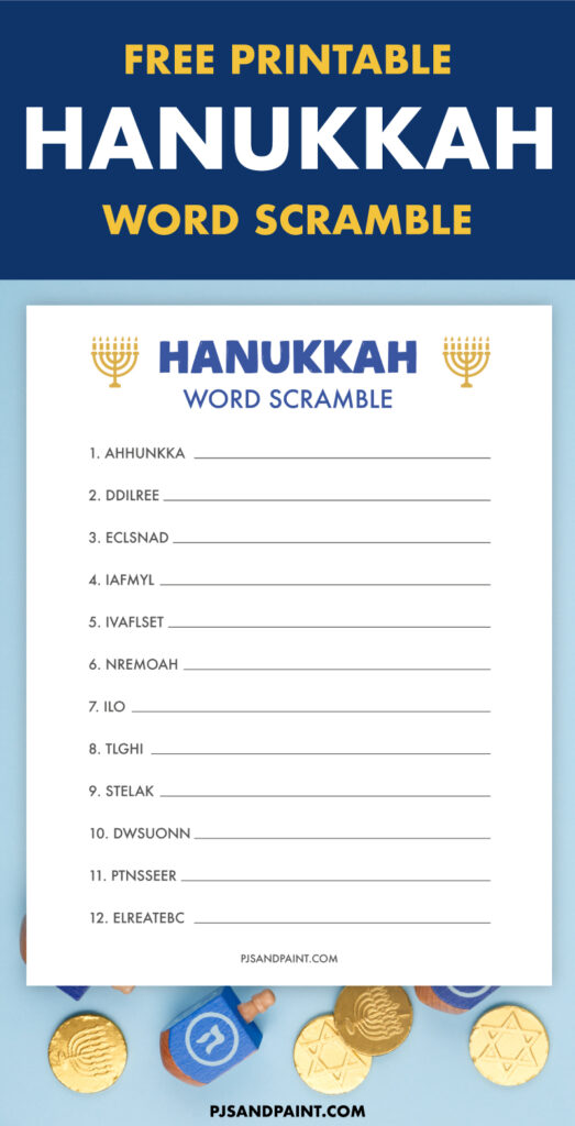Hanukkah Word Scramble - Free Printable - Pjs and Paint