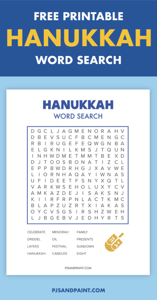 Free Printable Hanukkah Word Search - Pjs and Paint