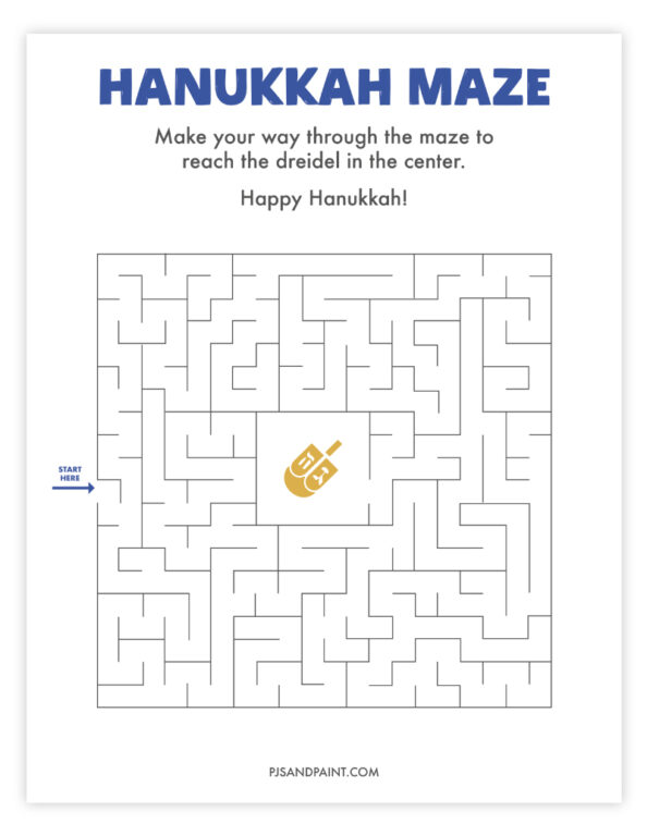 Hanukkah Maze - Free Printable Game - Pjs and Paint