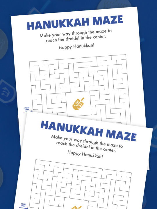 Hanukkah Maze - Free Printable Game - Pjs and Paint