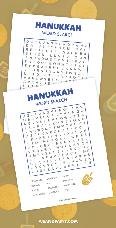 Free Printable Hanukkah Word Search - Pjs and Paint