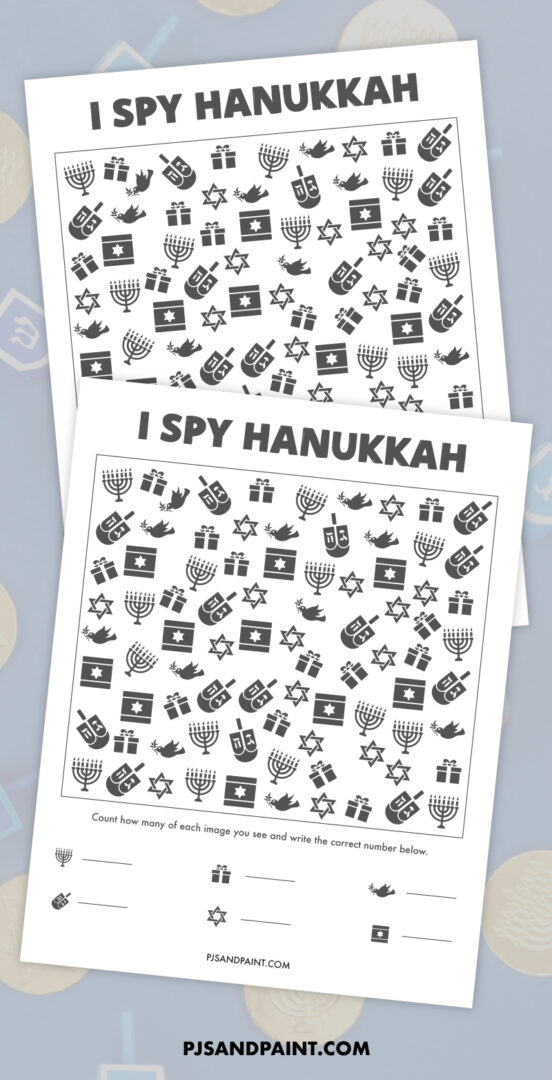 Hanukkah I Spy - Free Printable Game - Pjs and Paint