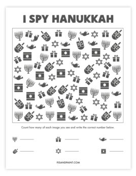 Hanukkah I Spy - Free Printable Game - Pjs and Paint
