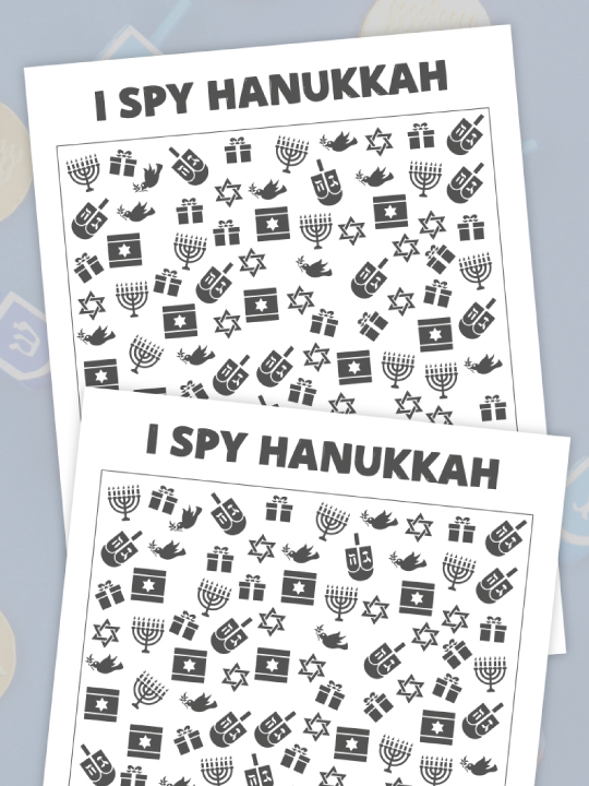 Hanukkah I Spy - Free Printable Game - Pjs and Paint