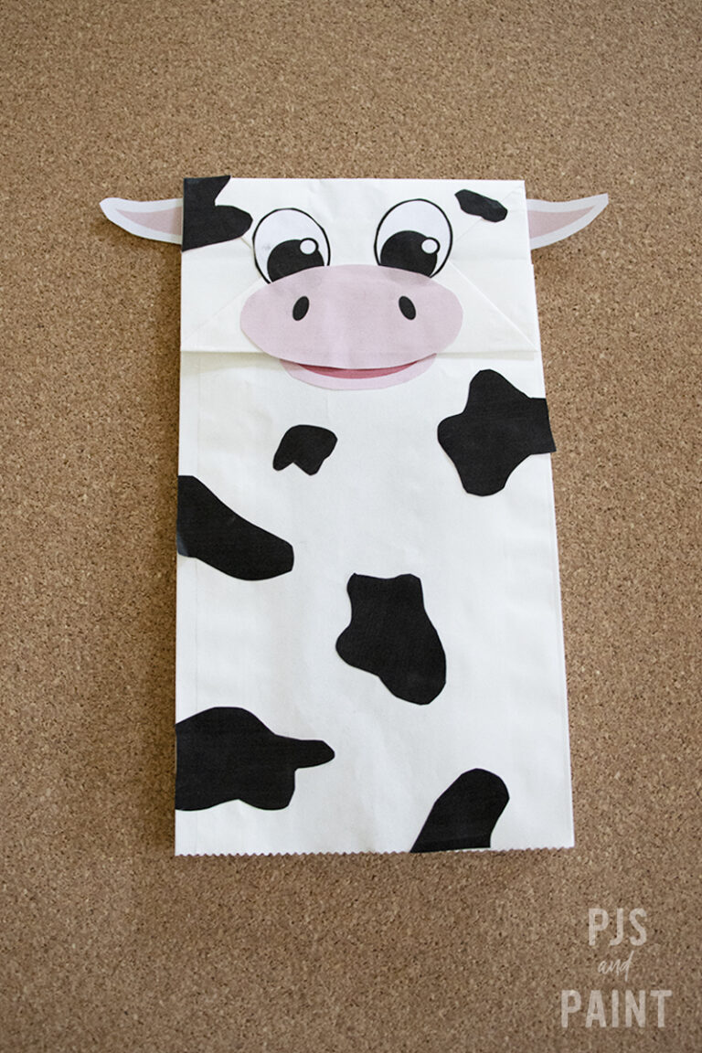 Paper Bag Cow Puppet Craft - With Free Printable Template