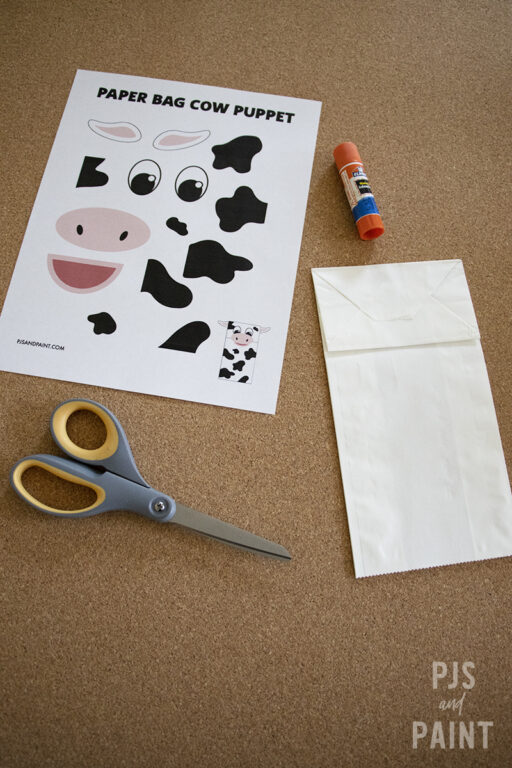 Paper Bag Cow Puppet Craft - With Free Printable Template