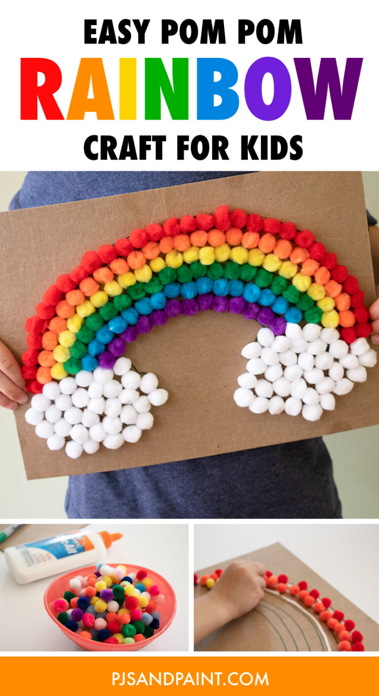 Easy Pom Pom Rainbow Craft for Kids - Pjs and Paint
