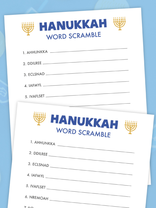 Hanukkah Word Scramble - Free Printable - Pjs and Paint